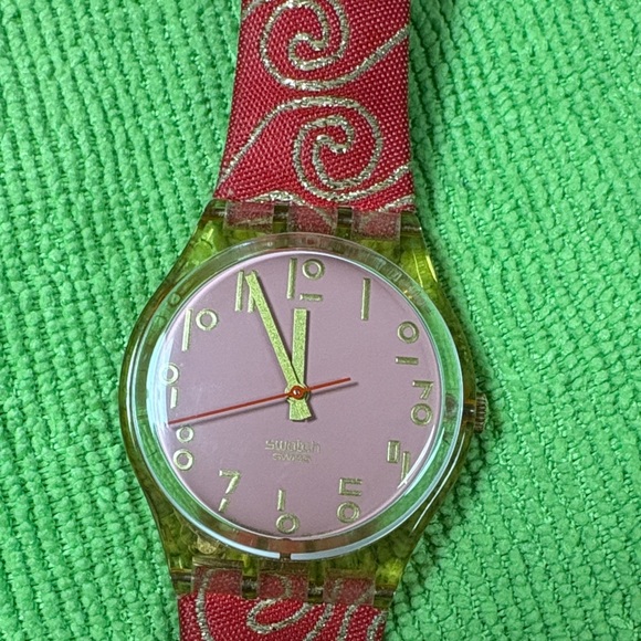 Swatch | Accessories | Coral Pink Swirl Pattern Swatch Watch | Poshmark